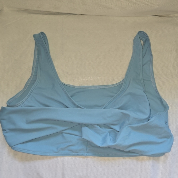 Swim | Blue Sports Swim Bra With Scoop Neckline And Wide Straps | Poshmark